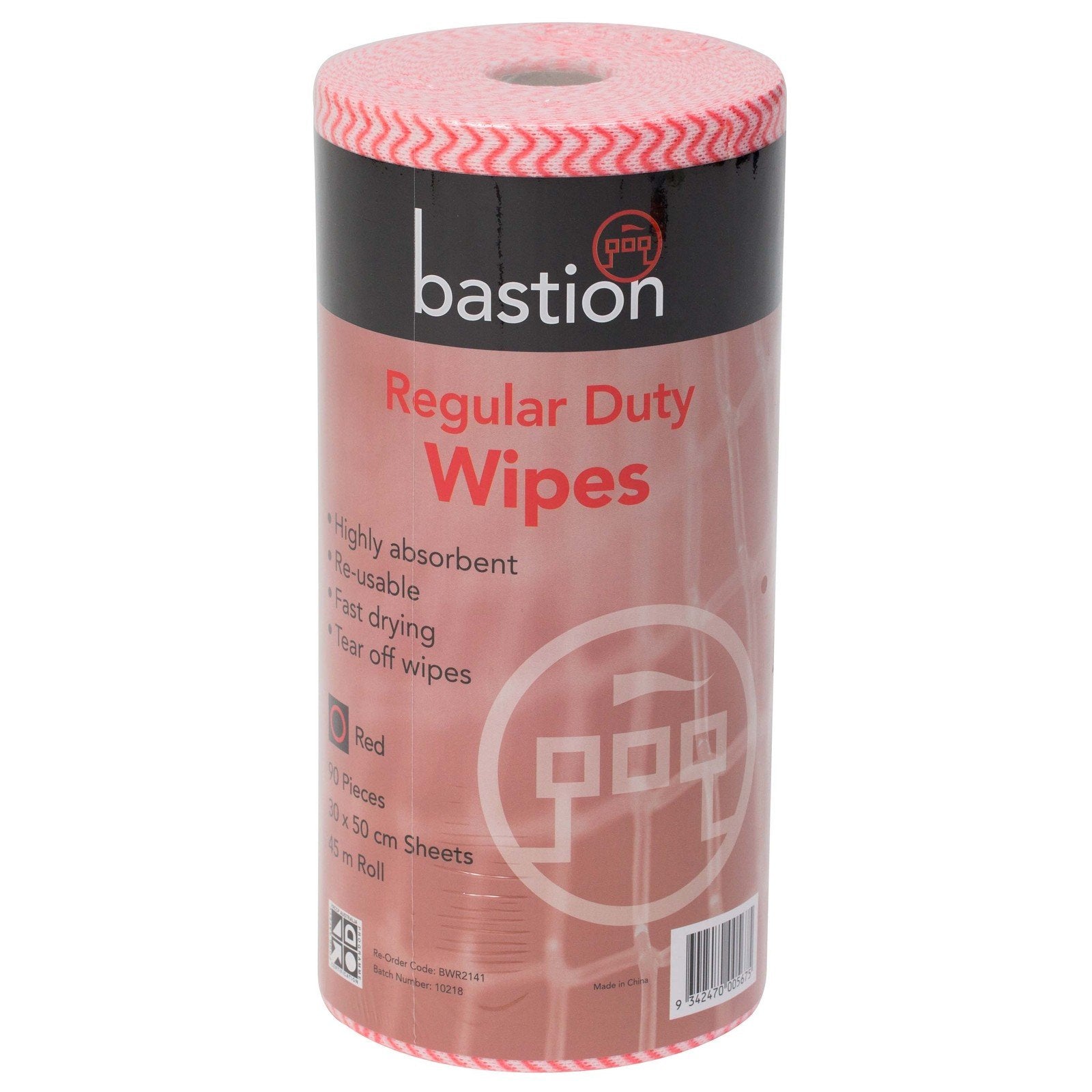 Regular Chux Wipes Red 30cm x 45m Roll - Each